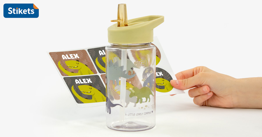 Botella Dinosaurios A Little Lovely Company personalizable para niños - Stikets