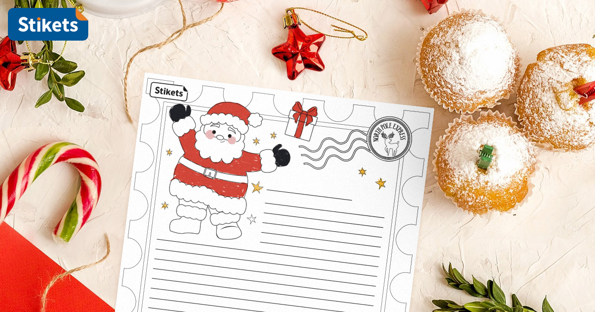 Carta Postal De Papá Noel Para Escribir Y Colorear Stikets
