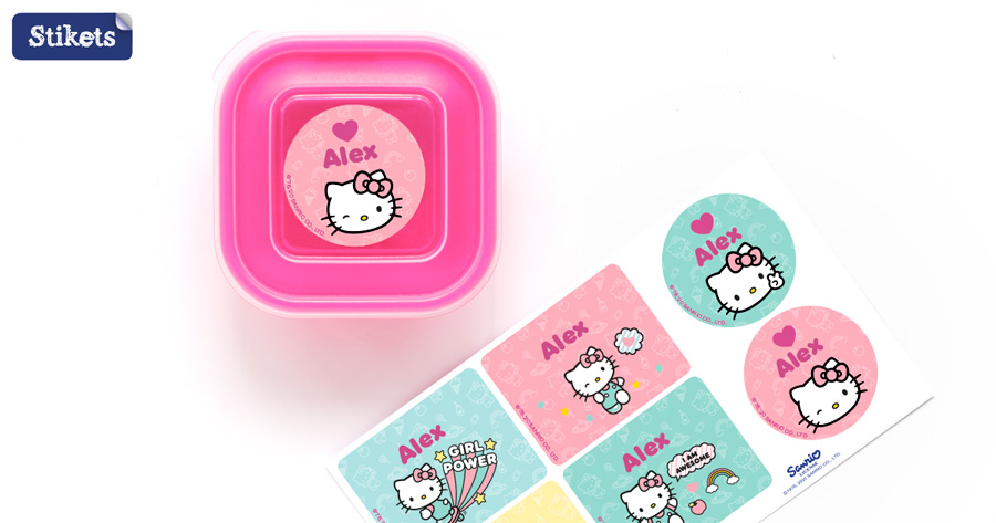Hello Kitty Name Labels for Water Bottles - Stikets